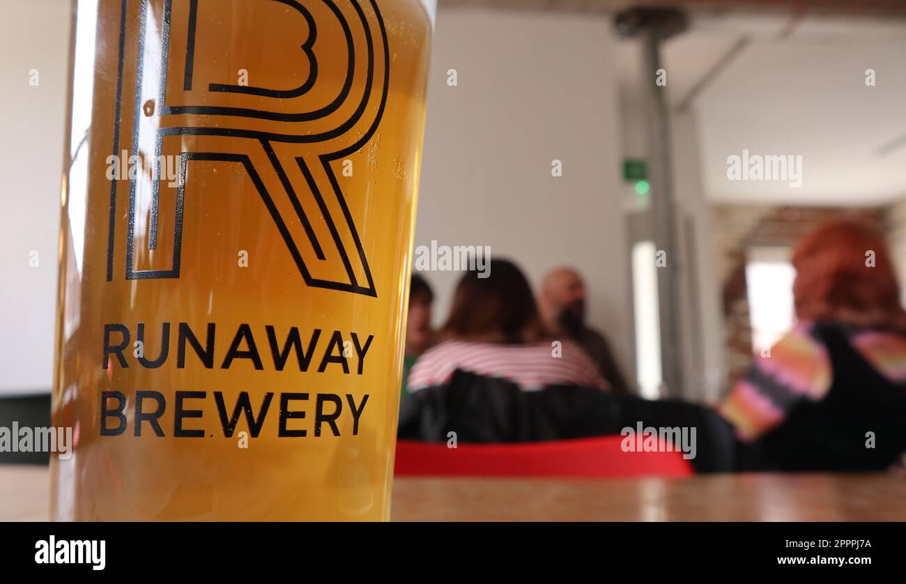 Stockport, England 22nd April 2023 Runaway brewery open a new tap room ...