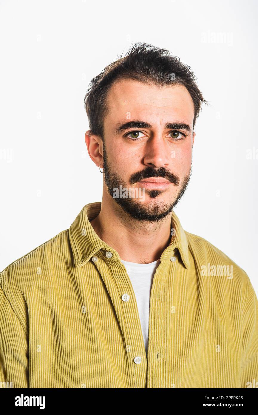 Classic frontal portrait of a Caucasian man with beard and mustache ...