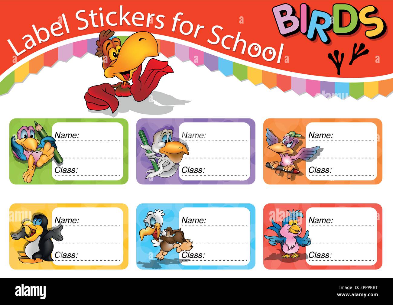 Set of School Labels with Cute Birds Stock Vector Image & Art - Alamy