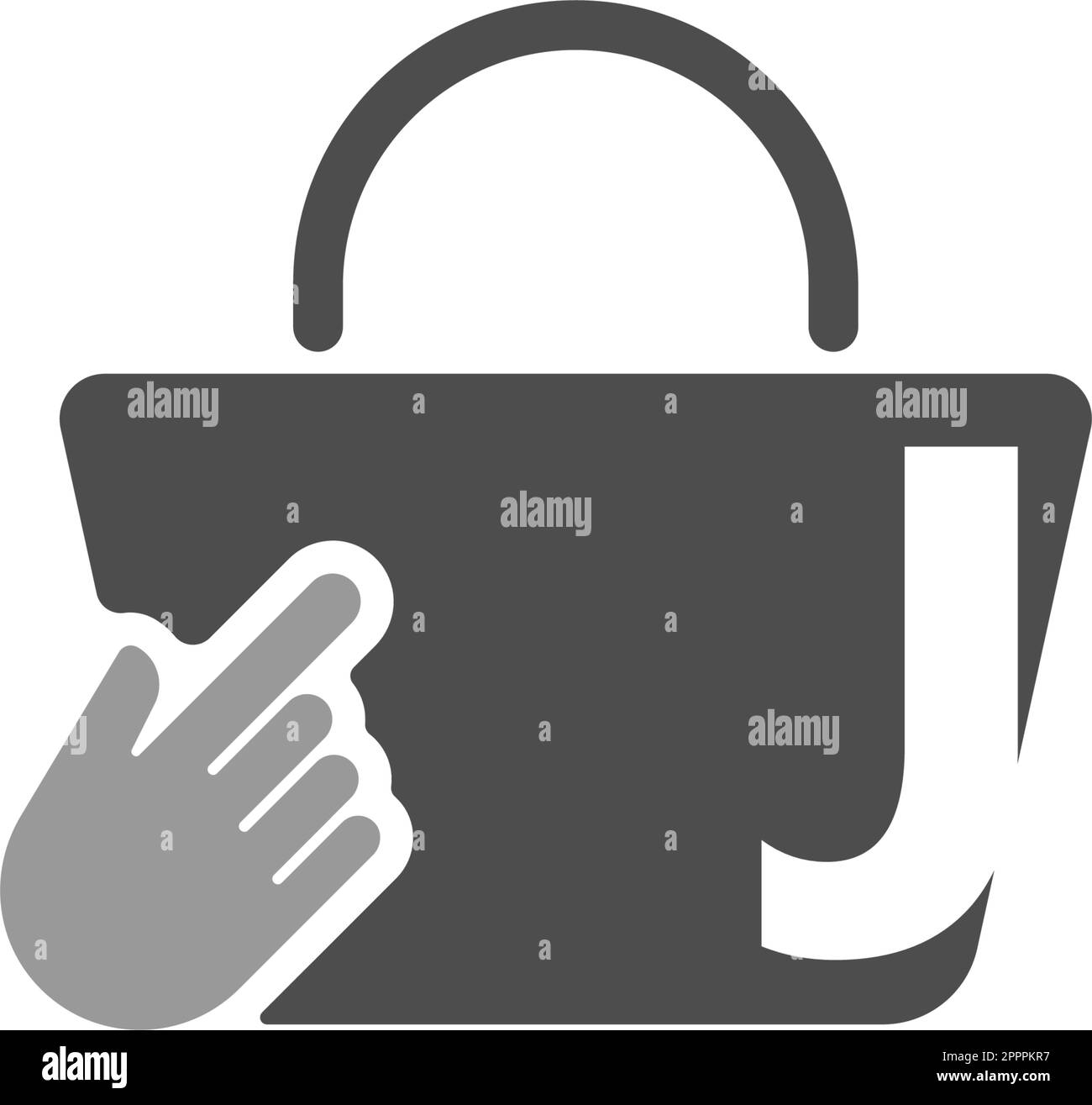 Online shopping bag, cursor click hand icon with letter J Stock Vector ...