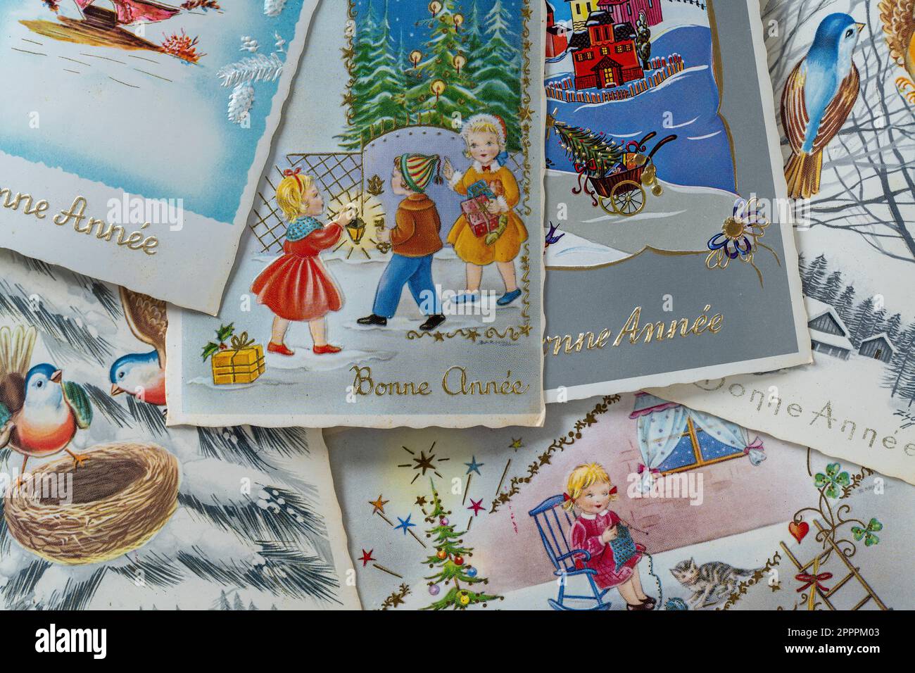 Old retro french postcards with the words Bonne Annee what is ...