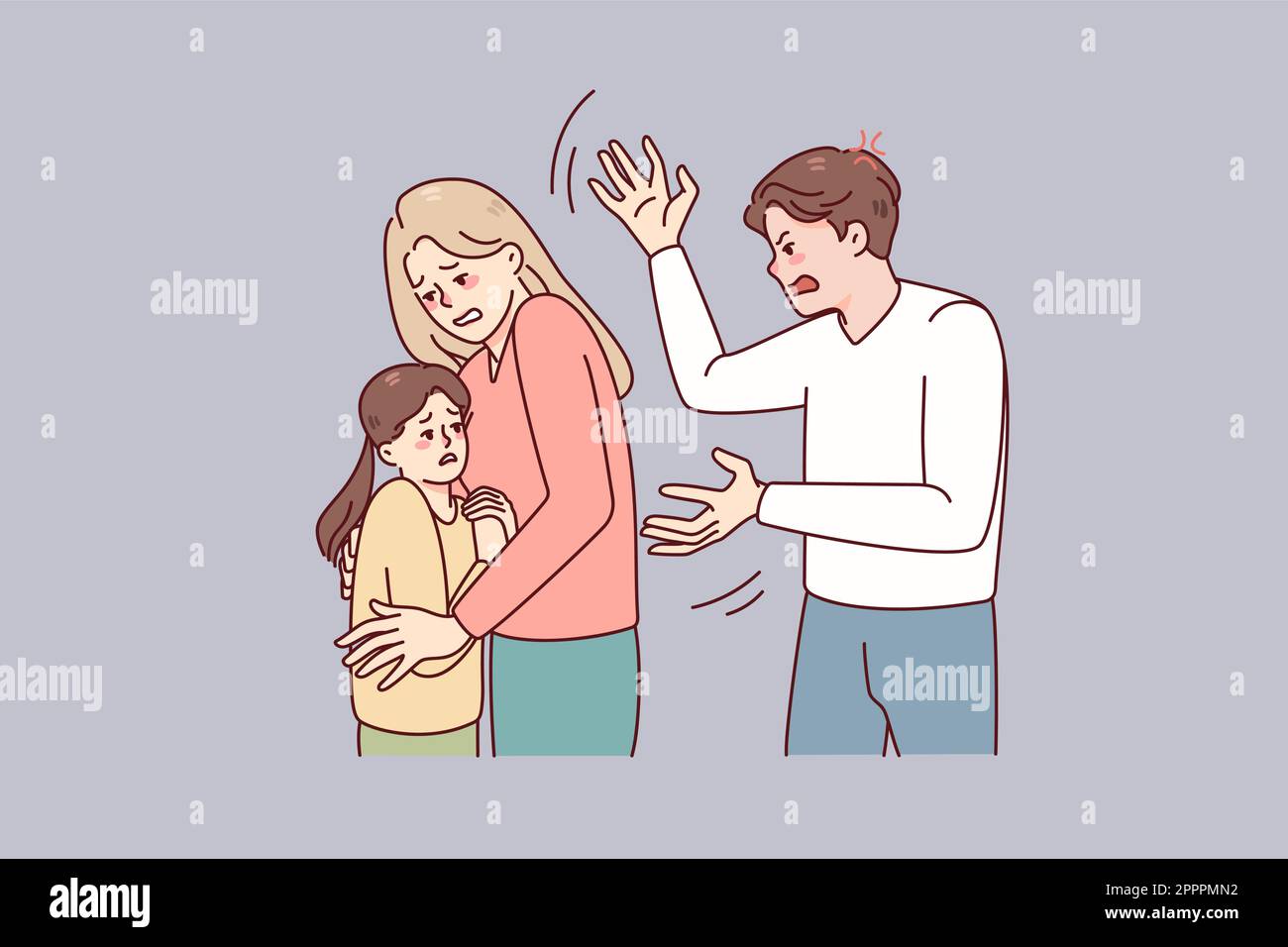 Woman protect child from aggressive husband Stock Vector Image & Art ...