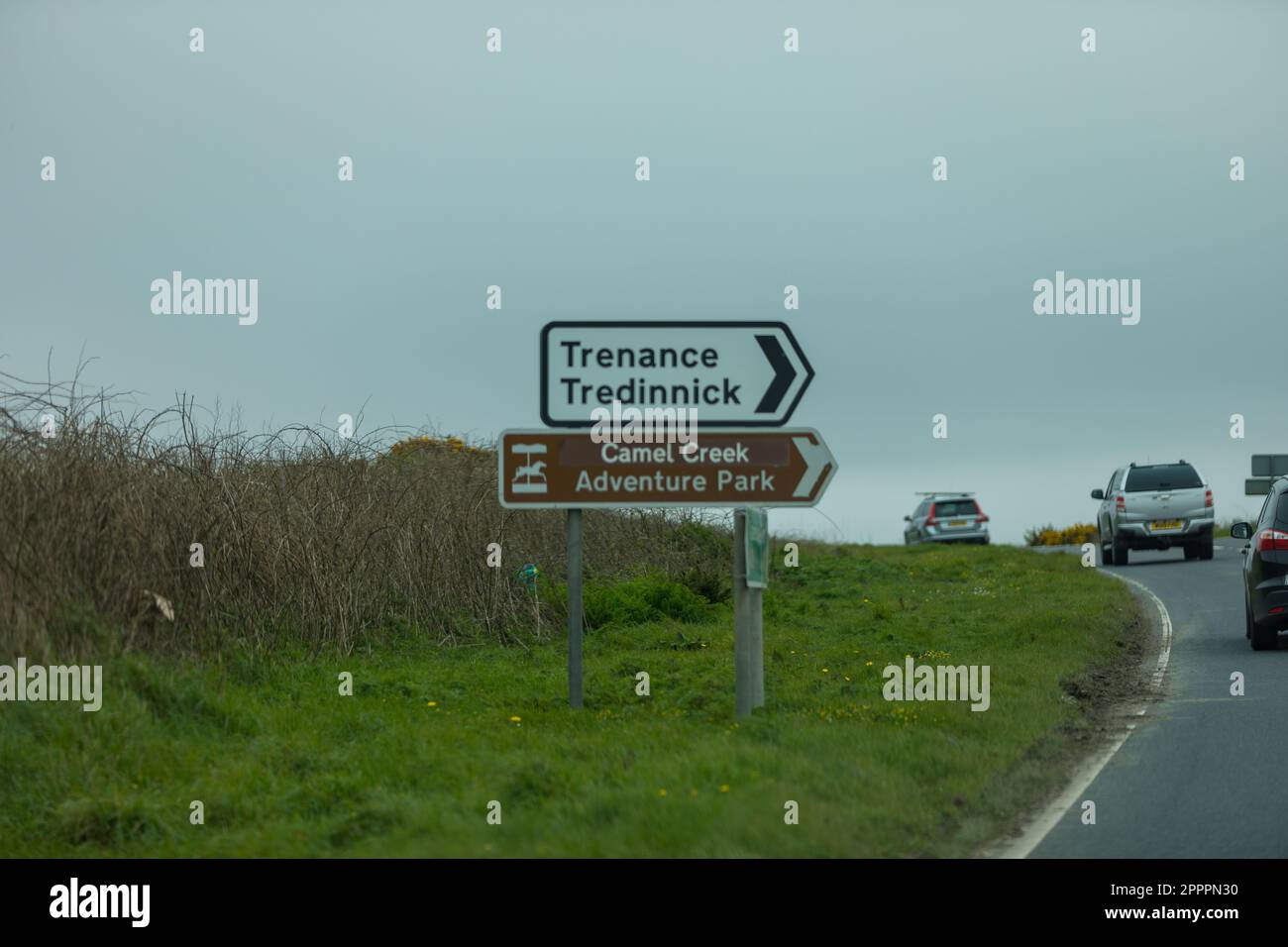 Camel Creek Adventure Park road sign, Cornwall, UK Stock Photo - Alamy