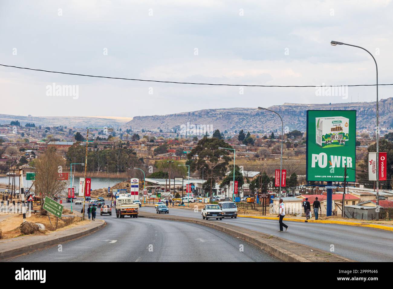 MASERU, LESOTHO - AUGUST 23, 2022: Road leading into Maseru, the ...