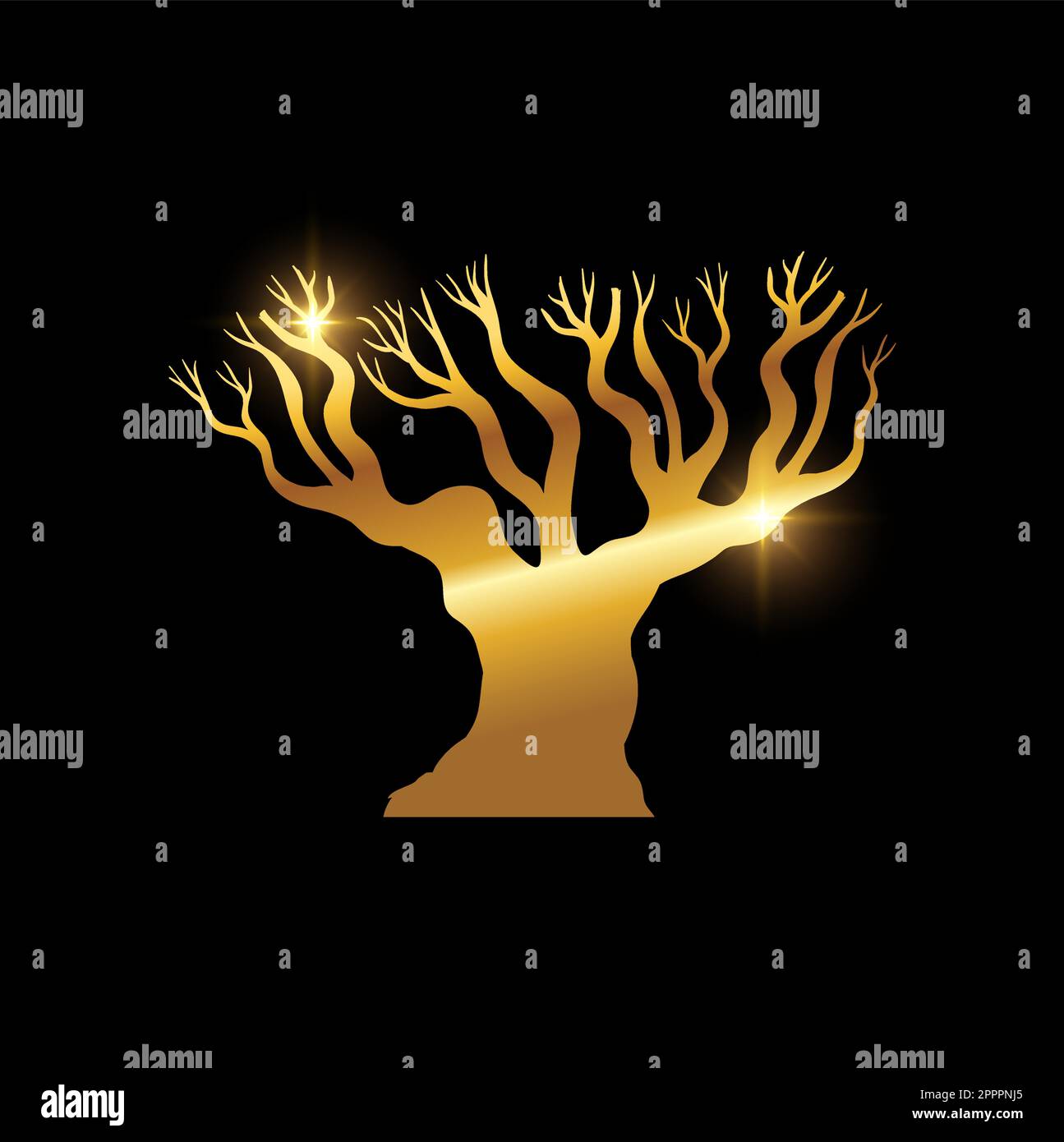 Golden Tree Symbol Logo Sign Stock Vector Image & Art - Alamy