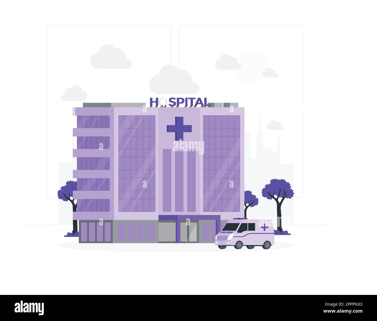 Hospital building with ambulance, Vector illustration Stock Vector ...