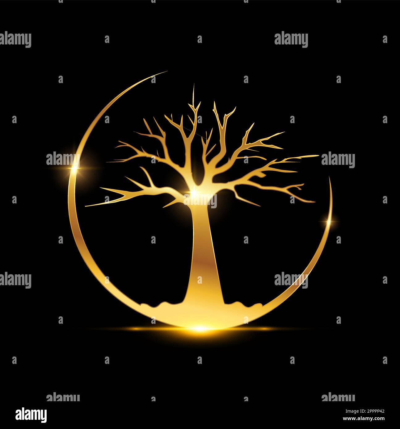 Golden Tree Symbol Logo Sign Stock Vector Image & Art - Alamy