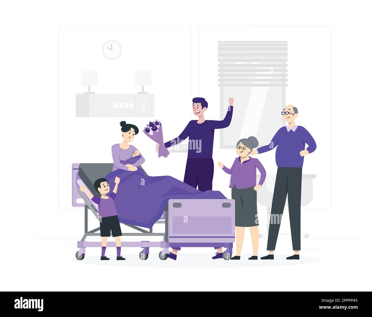 Family Characters Visit Mother in Hospital Stock Vector Image & Art - Alamy