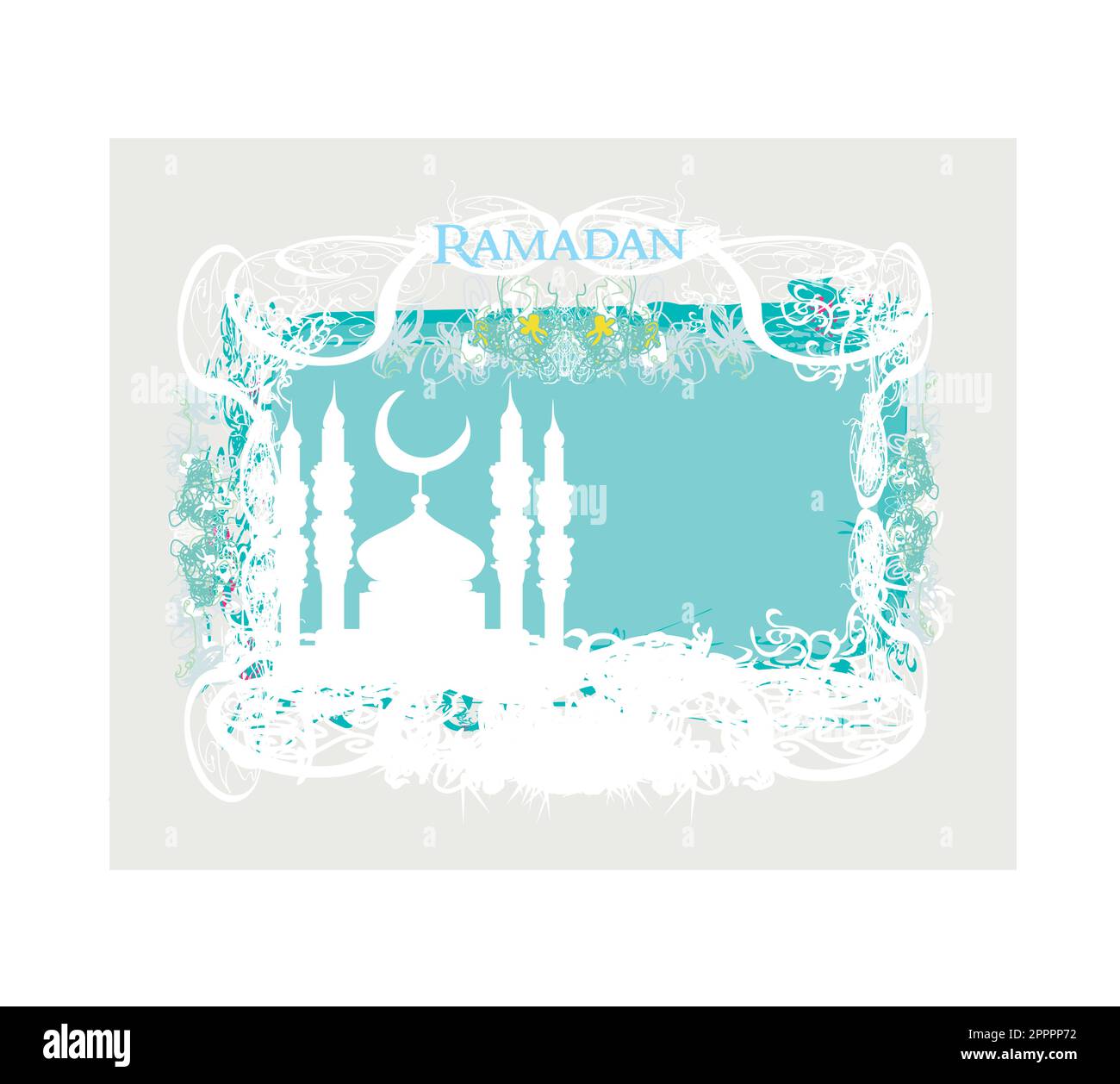Ramadan background - mosque silhouette vector card Stock Vector Image ...