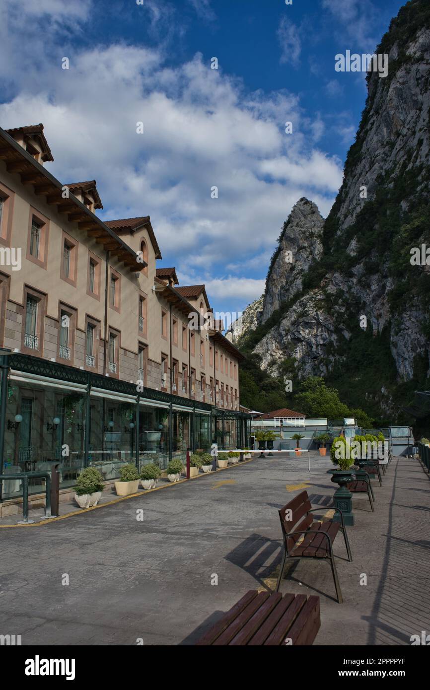 LA HERMIDA, CANTABRIA, SPAIN, JULY 8, 2022: Views of the facade of the ...