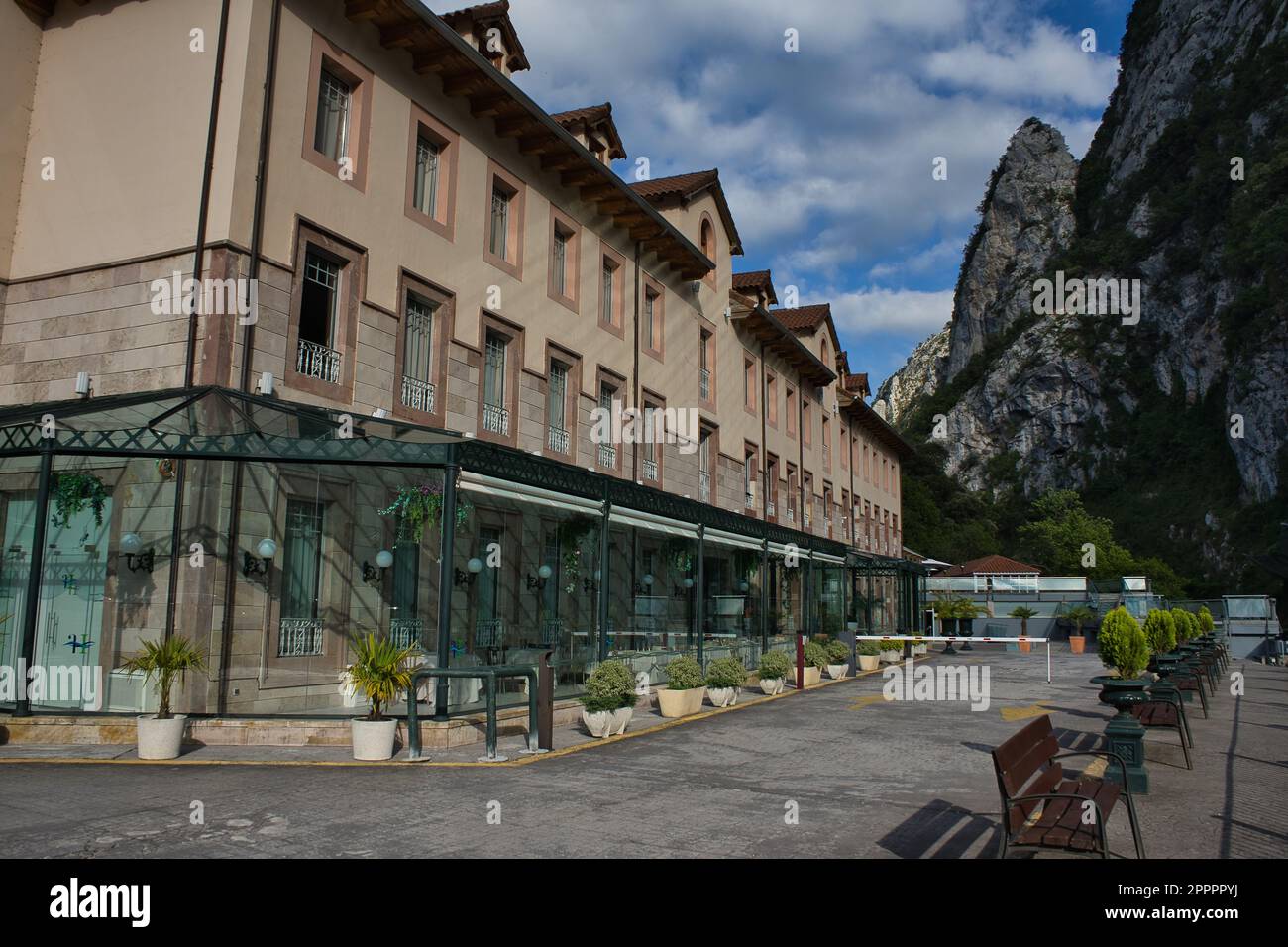 LA HERMIDA, CANTABRIA, SPAIN, JULY 8, 2022: Views of the facade of the ...