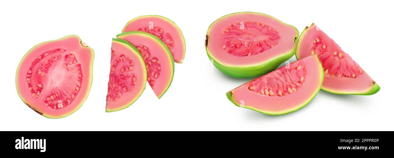 Guava fruit slices isolated on white background with full depth of ...