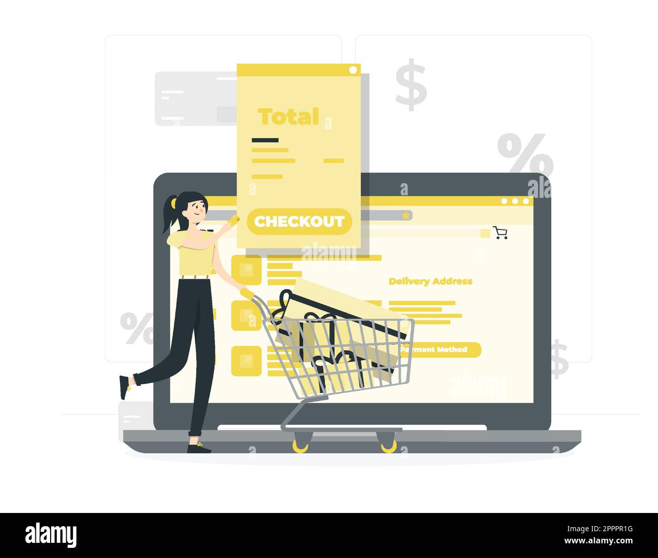 ecommerce checkout laptop flat design Stock Vector Image & Art - Alamy