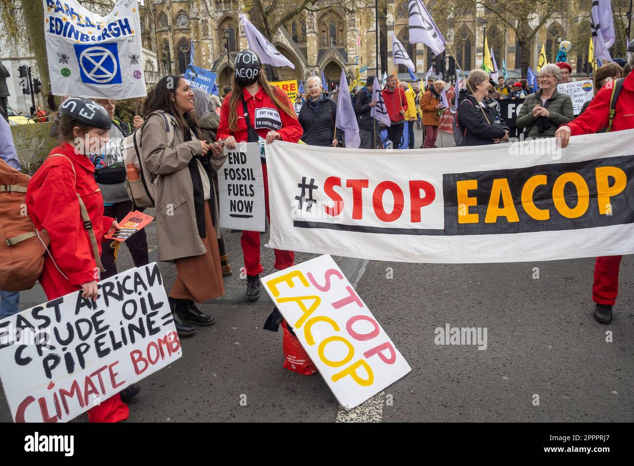 London, UK. 24 April 2023. #Stop EACOP - crude oil pipeline. On the ...