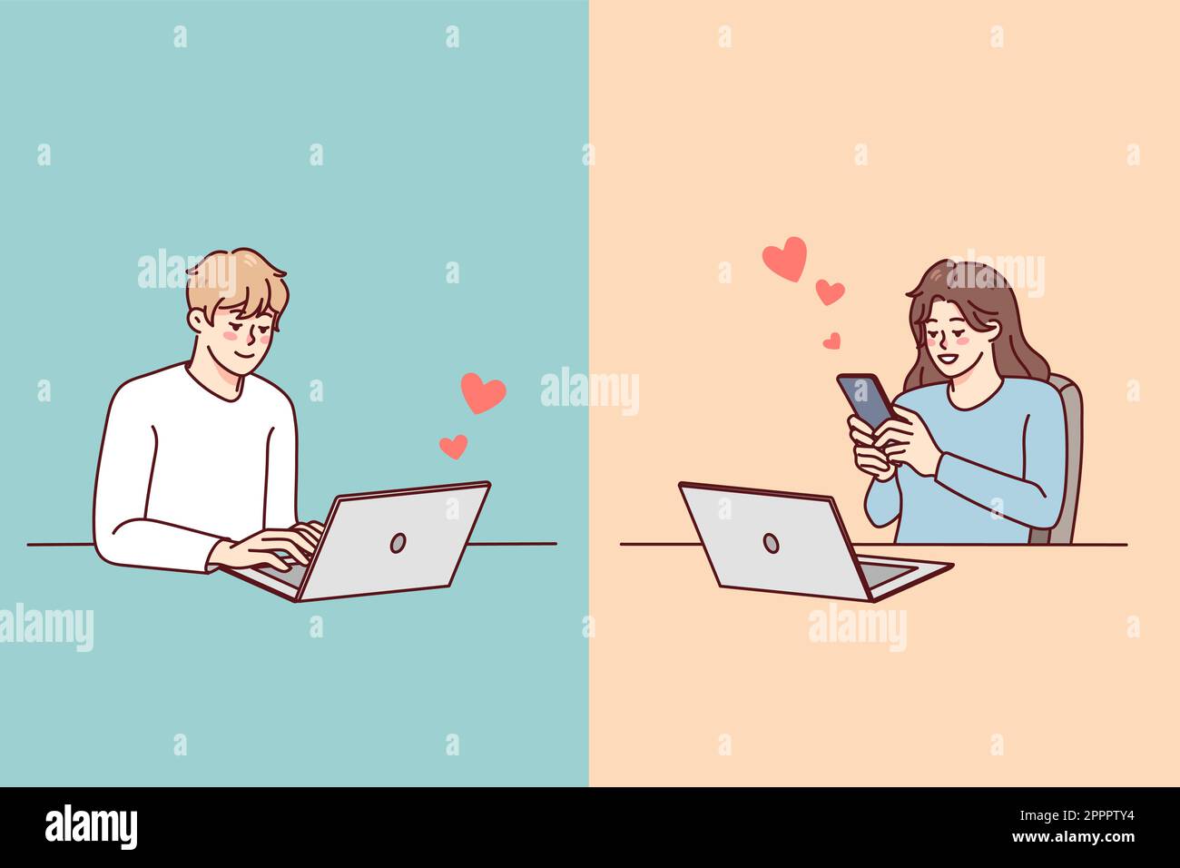 Couple phone call drawing Stock Vector Images - Alamy