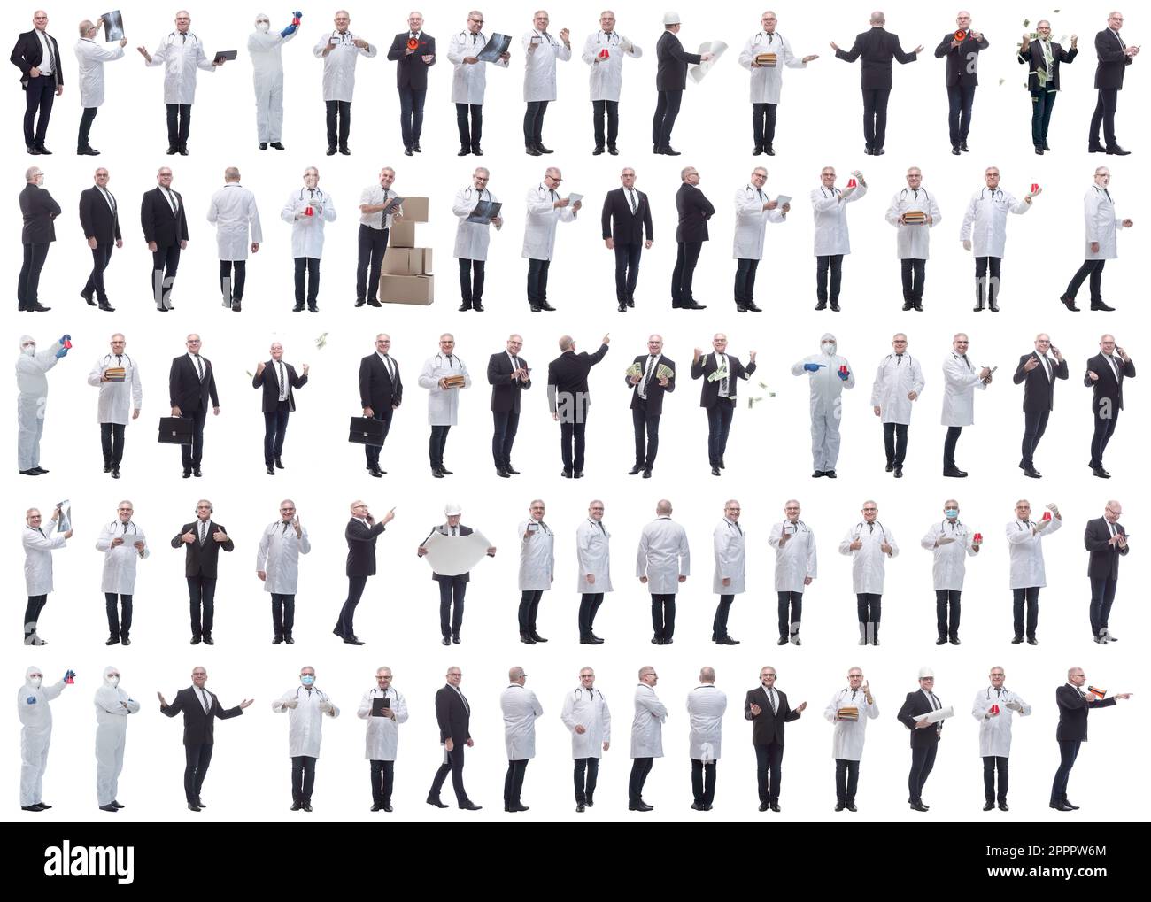 collage of a man in full growth displaying many professions and ...