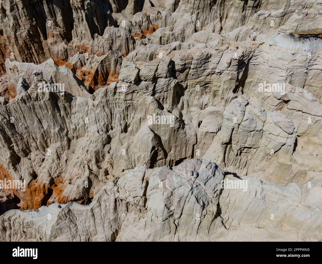 Photograph of Coalmine Canyon, an area of eroded clay hoodoos and ...
