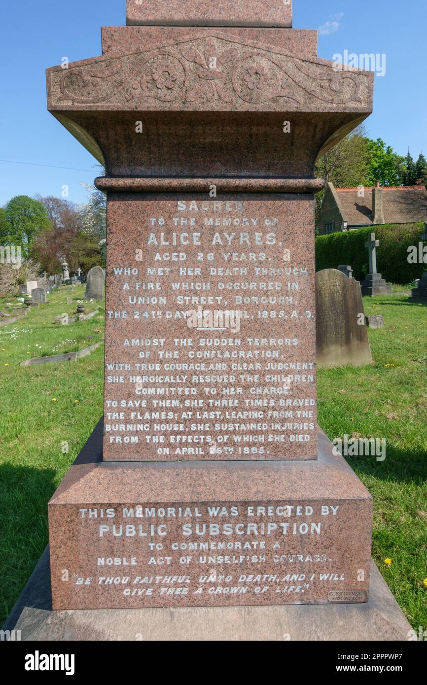 The Alice Ayres Memorial in Isleworth Cemetery, Isleworth, London, UK ...