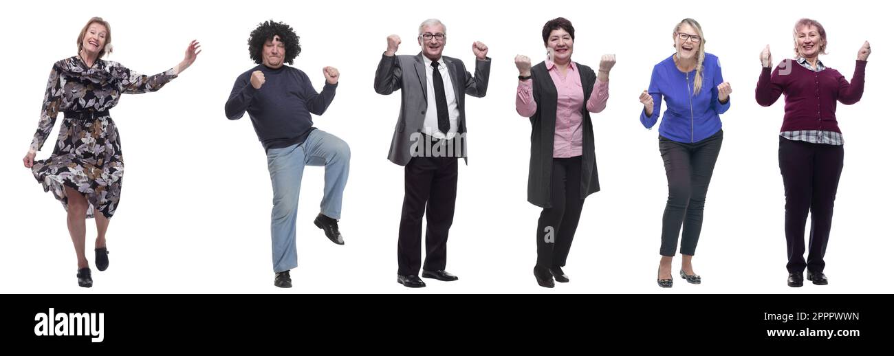 collage of people joyful energetic full length isolated Stock Photo - Alamy