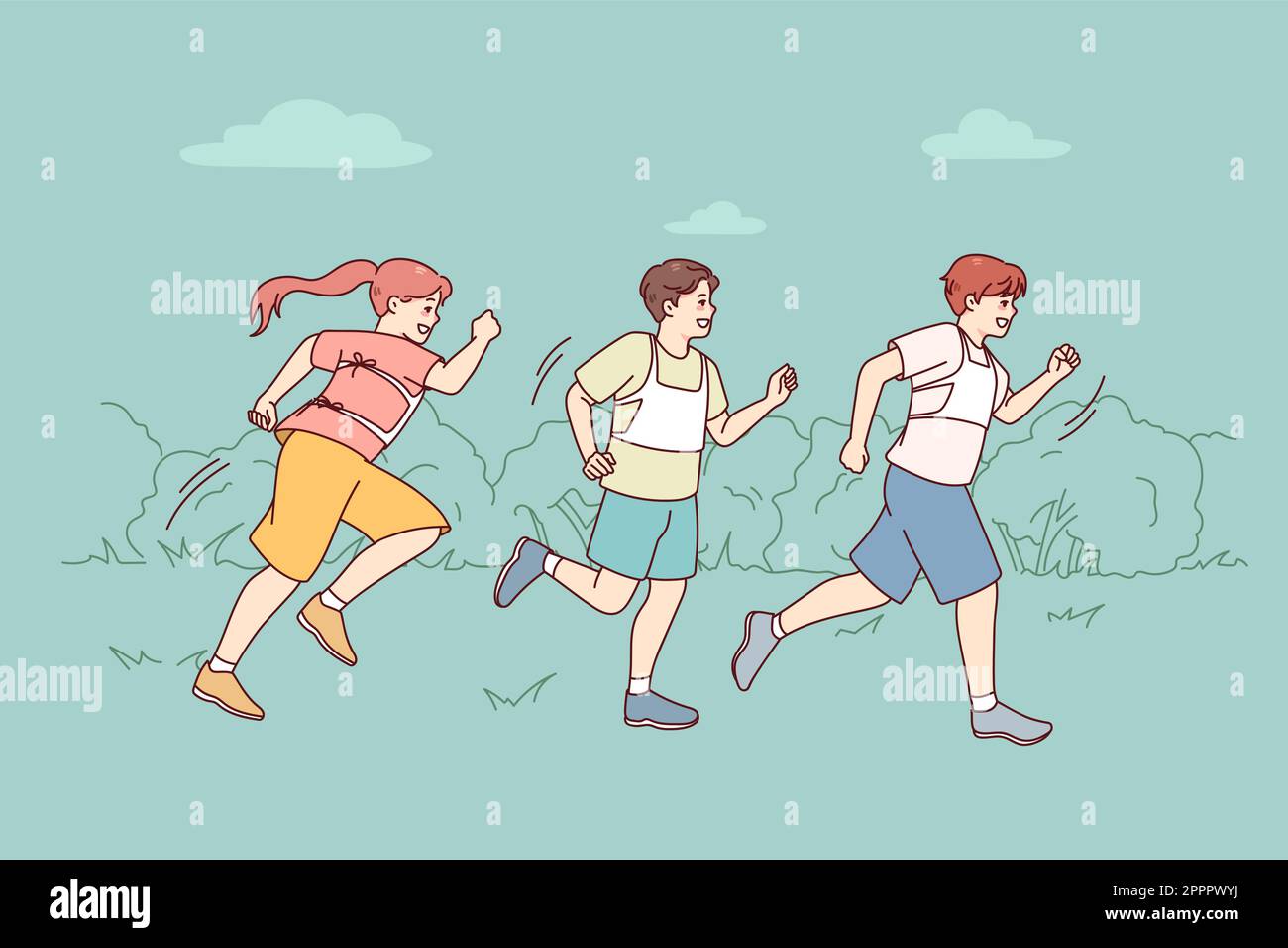Children running race at school Stock Vector Images - Alamy