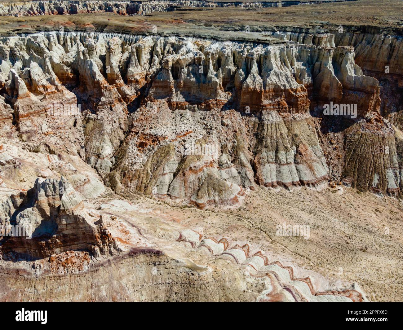 Photograph of Coalmine Canyon, an area of eroded clay hoodoos and ...