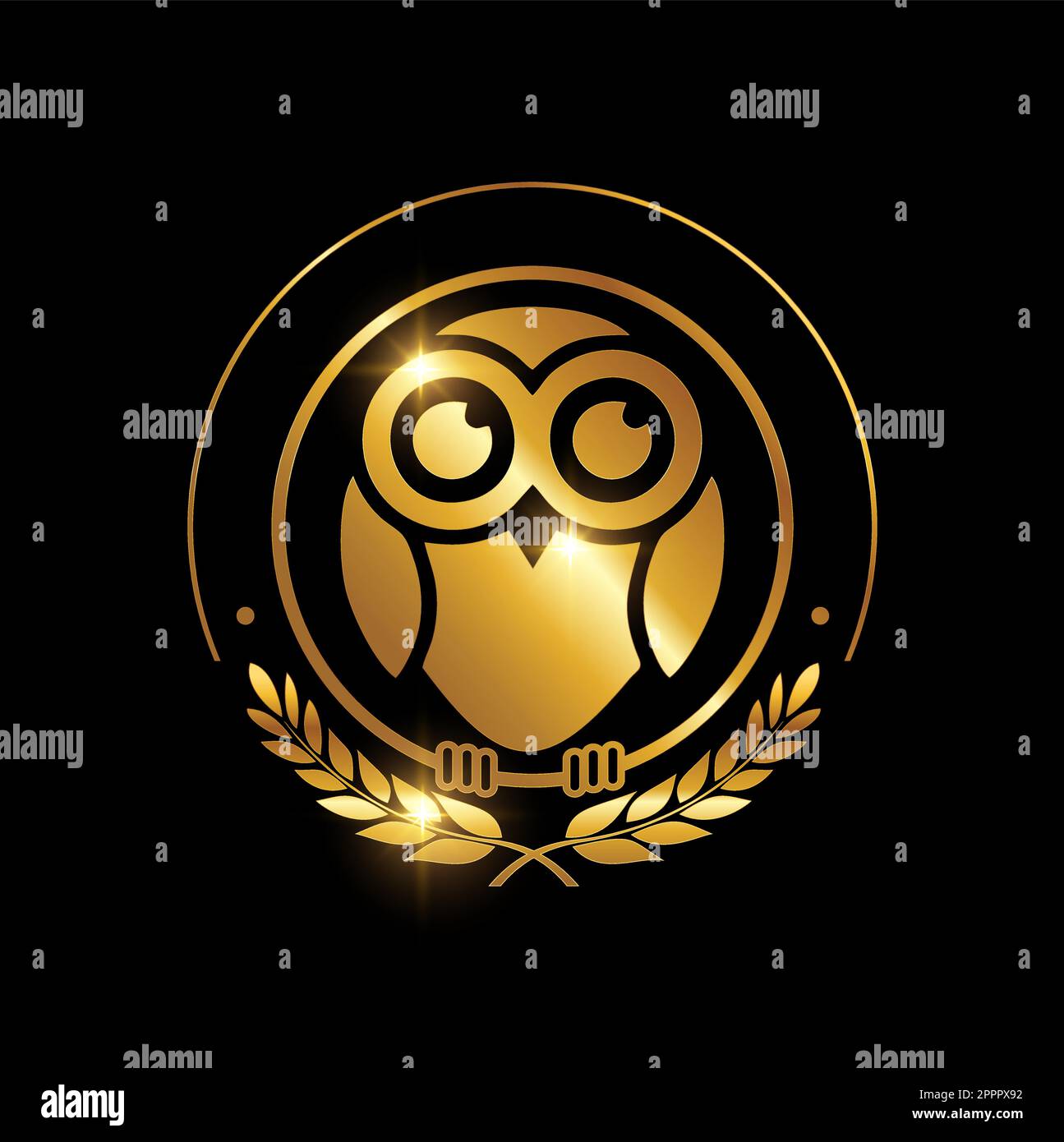 Golden Owl Symbol Logo Sign Stock Vector Image & Art - Alamy