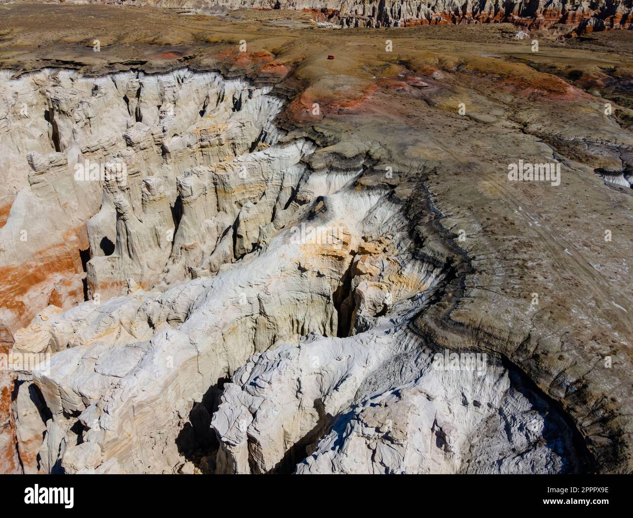 Photograph of Coalmine Canyon, an area of eroded clay hoodoos and ...
