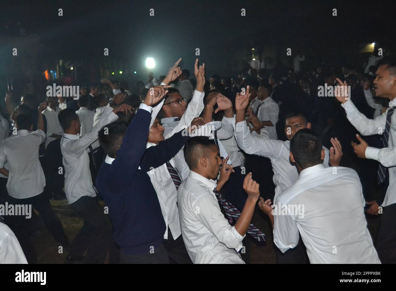 Cadets are celebrating and enjoying their night party with dancing ...