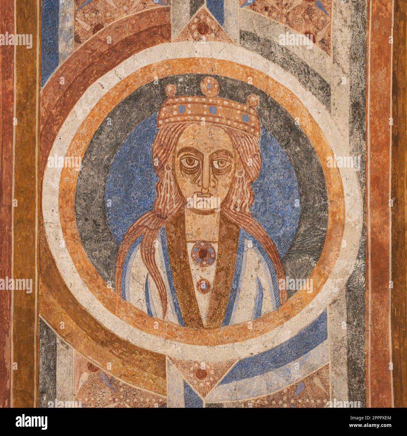 Romanesque painting of a byzantine princess in the church of Sæby ...