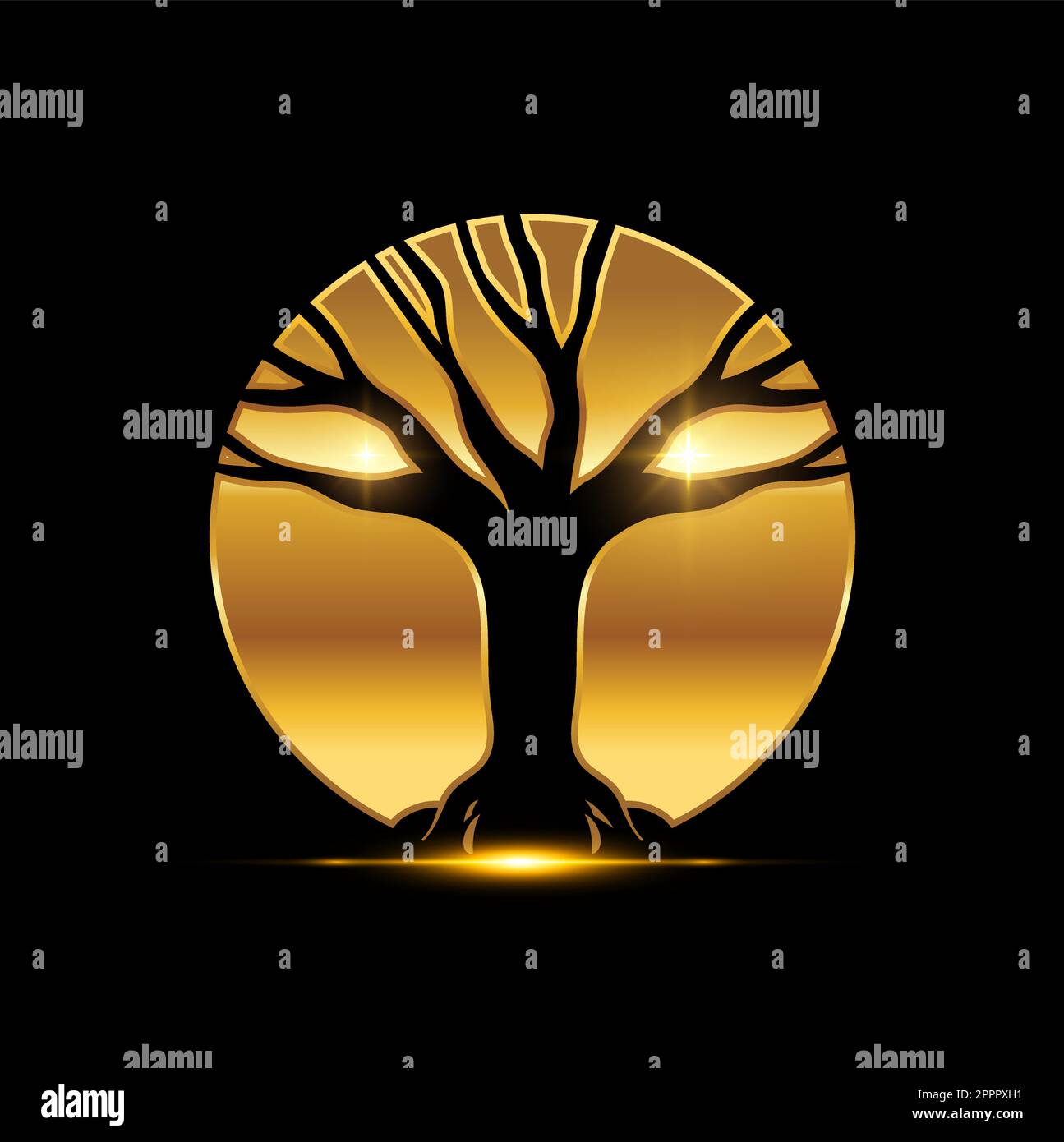 Golden Tree Symbol Logo Sign Stock Vector Image & Art - Alamy