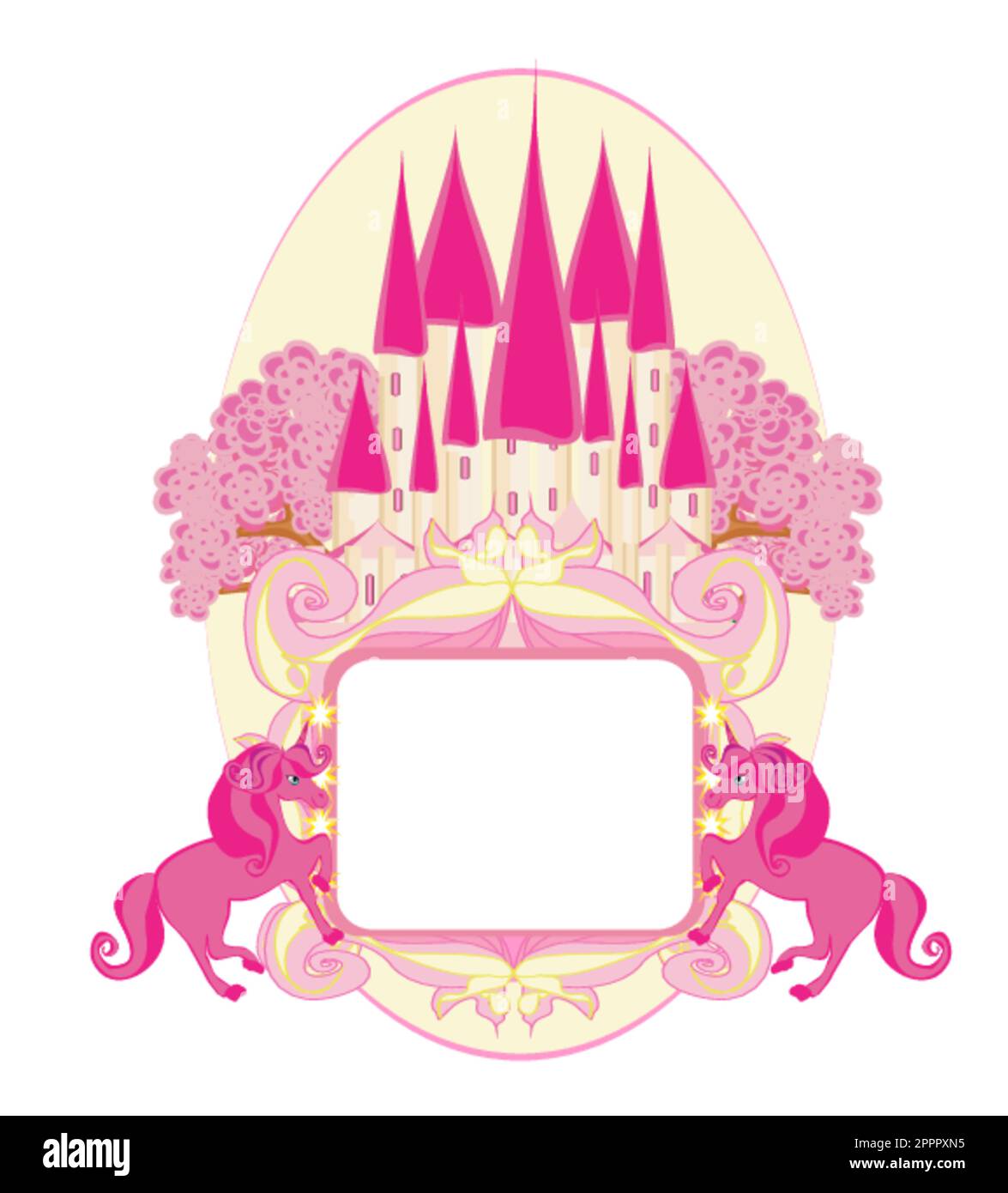 Beautiful fairytale pink castle frame hi-res stock photography and ...