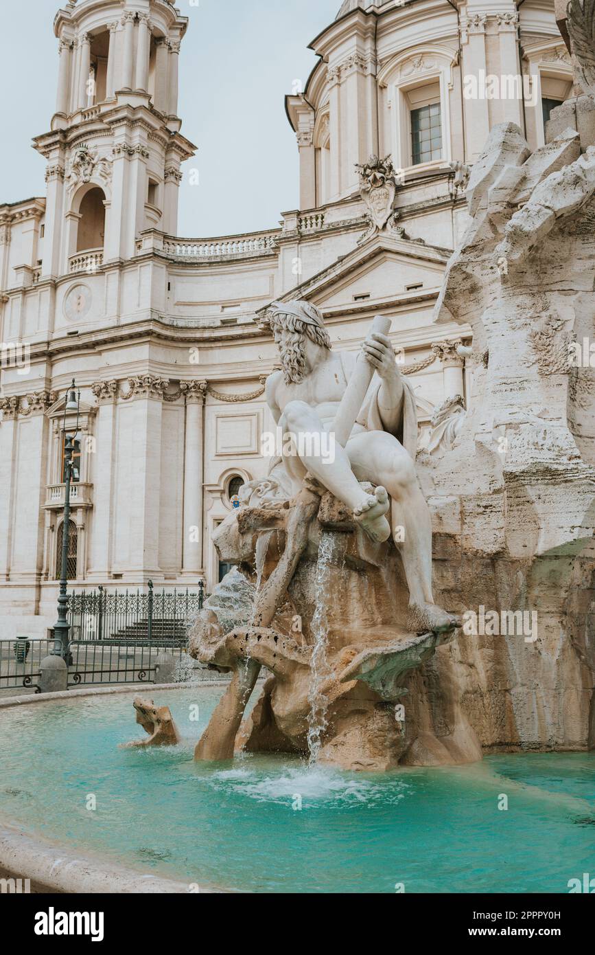 The Four Rivers Fountain aka Fontana dei Quattro Fiumi in Piazza Navona ...