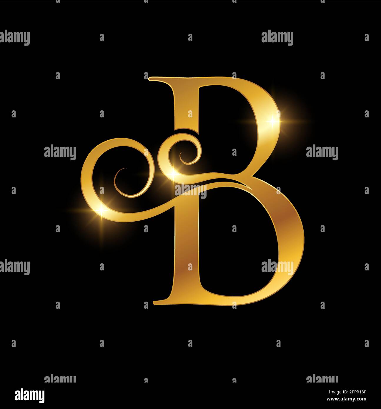 Golden Luxury Logo Monogram Initial Letter B Stock Vector Image & Art ...