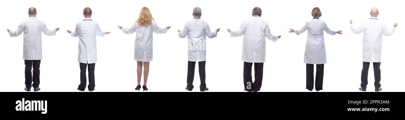 group of doctors standing with their backs isolated Stock Photo - Alamy