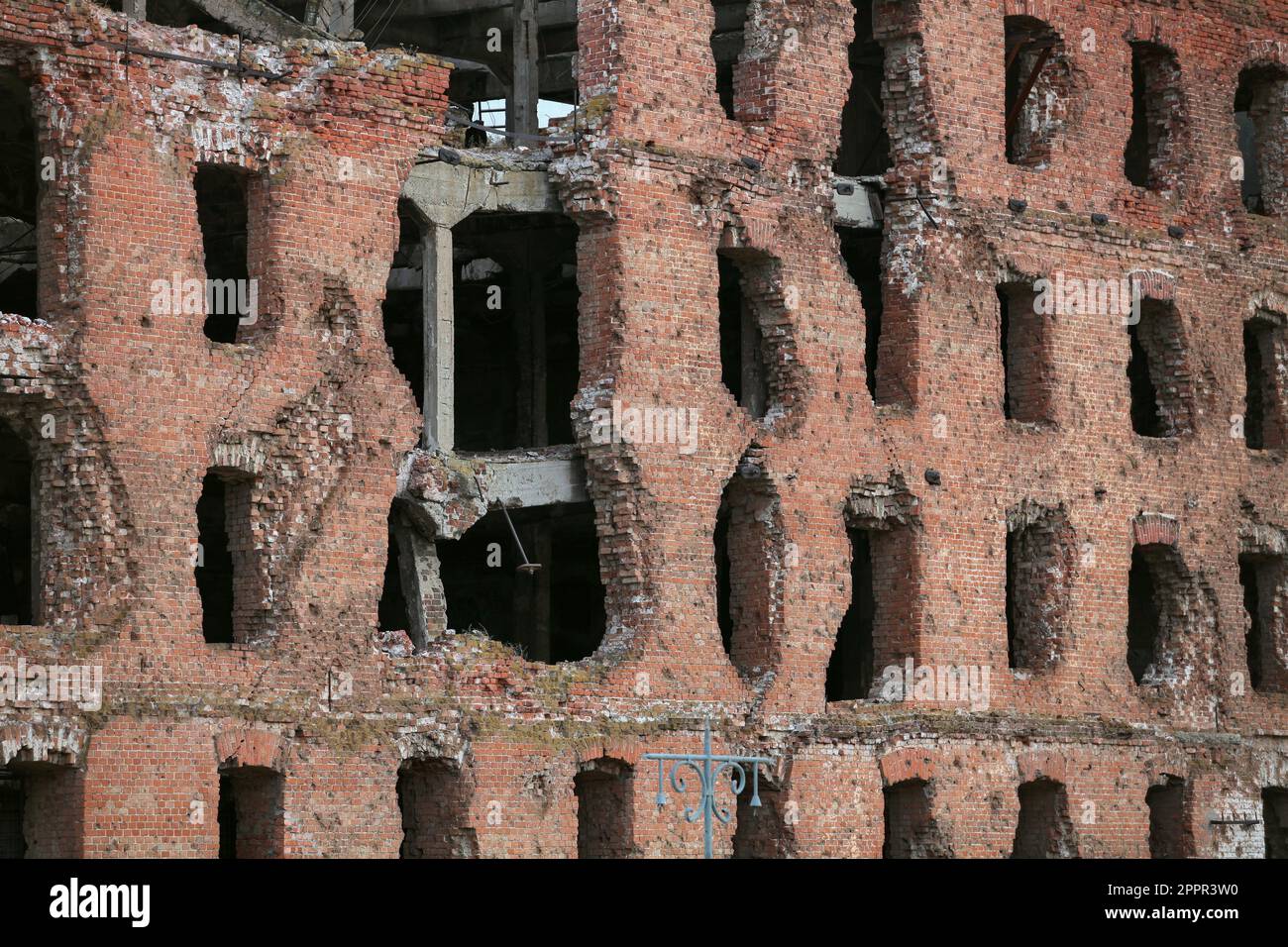 building ruins, brick wall, broken windows, human tragedy concept Stock ...