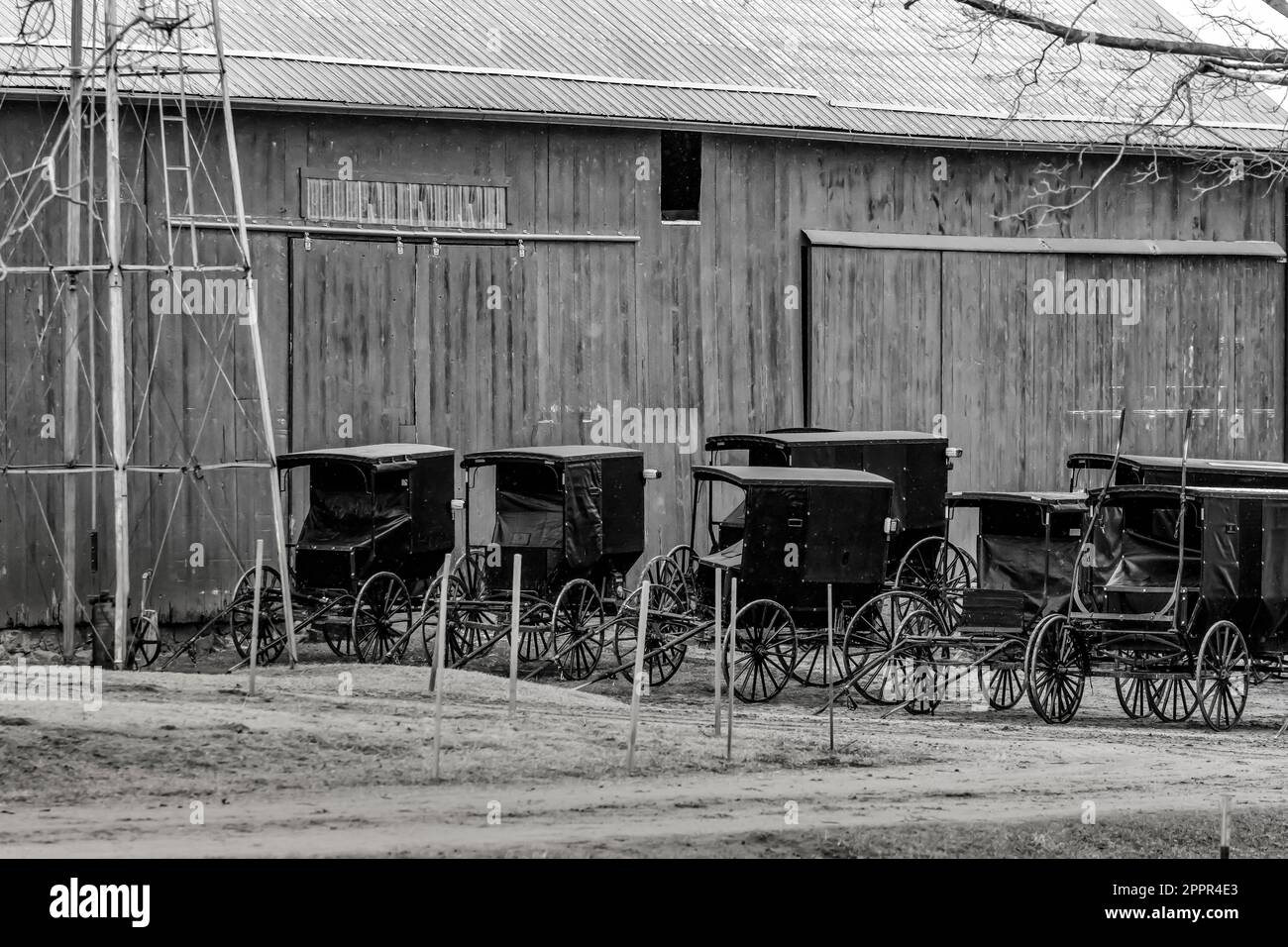 Meeting of Amish men at a farm in an Amish community in Central ...