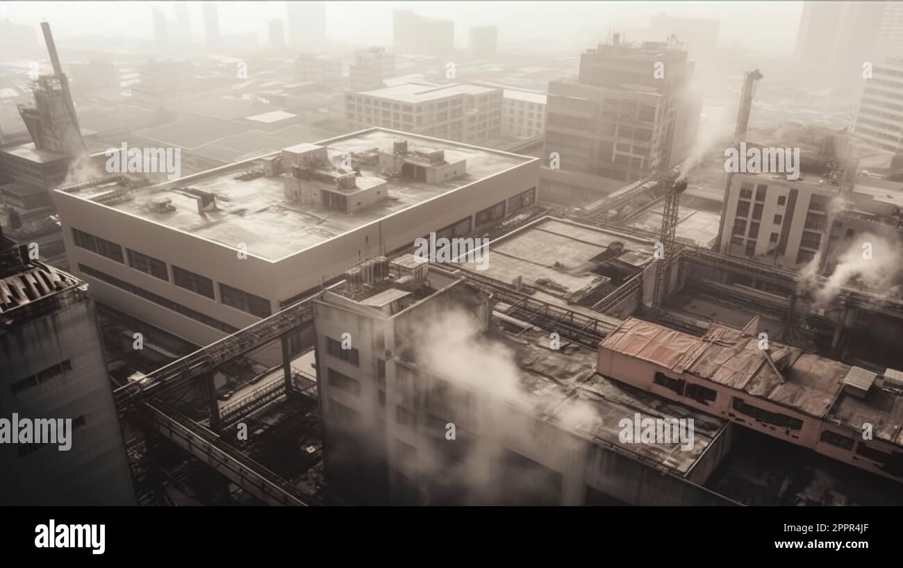 Aerial photograph of a densely populated urban area featuring a cluster ...