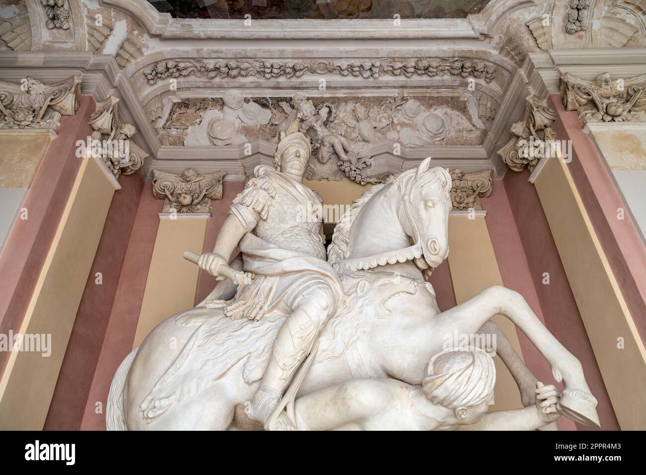 Equestrian statue of King Jan III and the South Gallery, Wilanow Palace ...