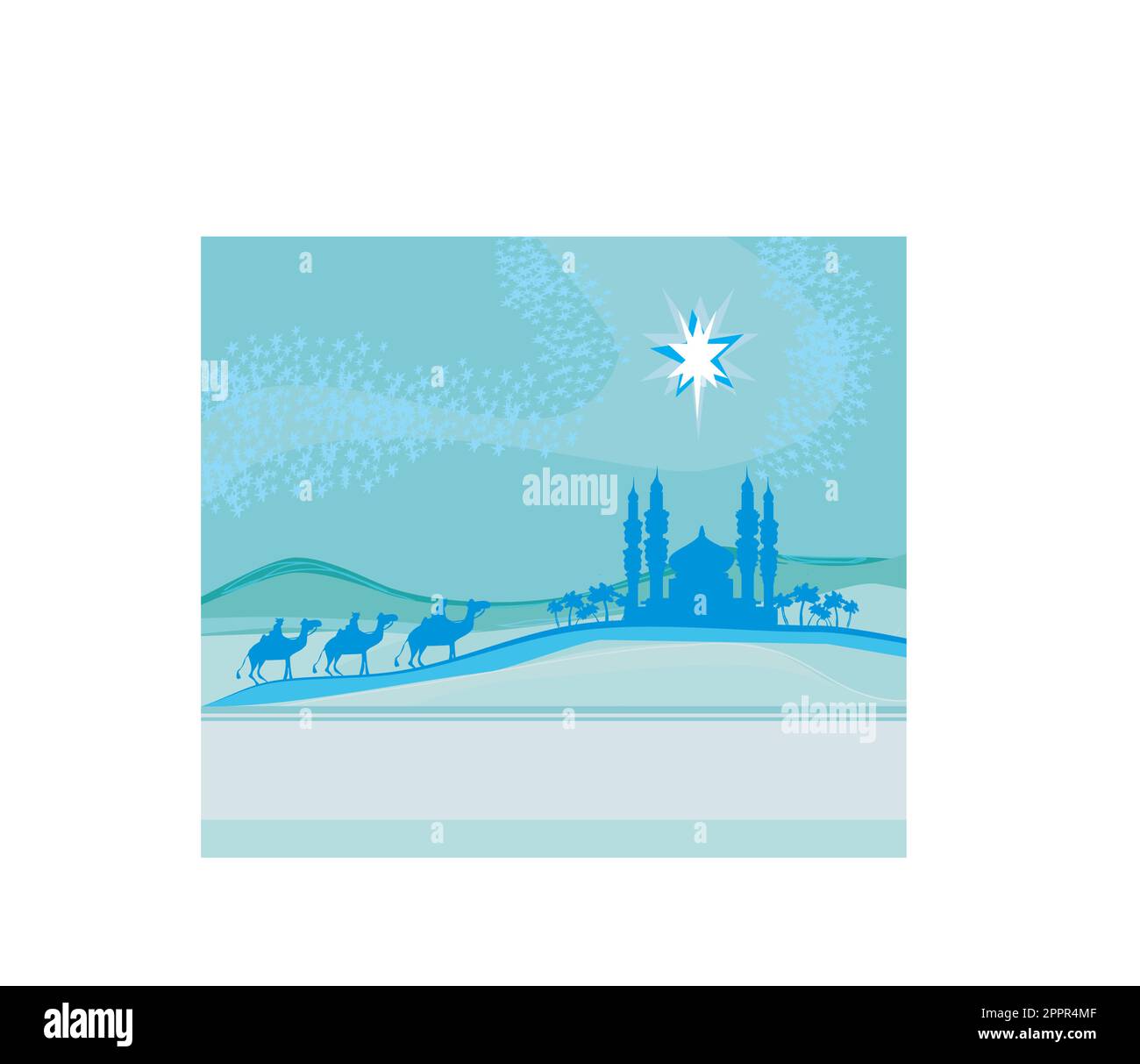 Classic three magic scene and shining star of Bethlehem, vector ...