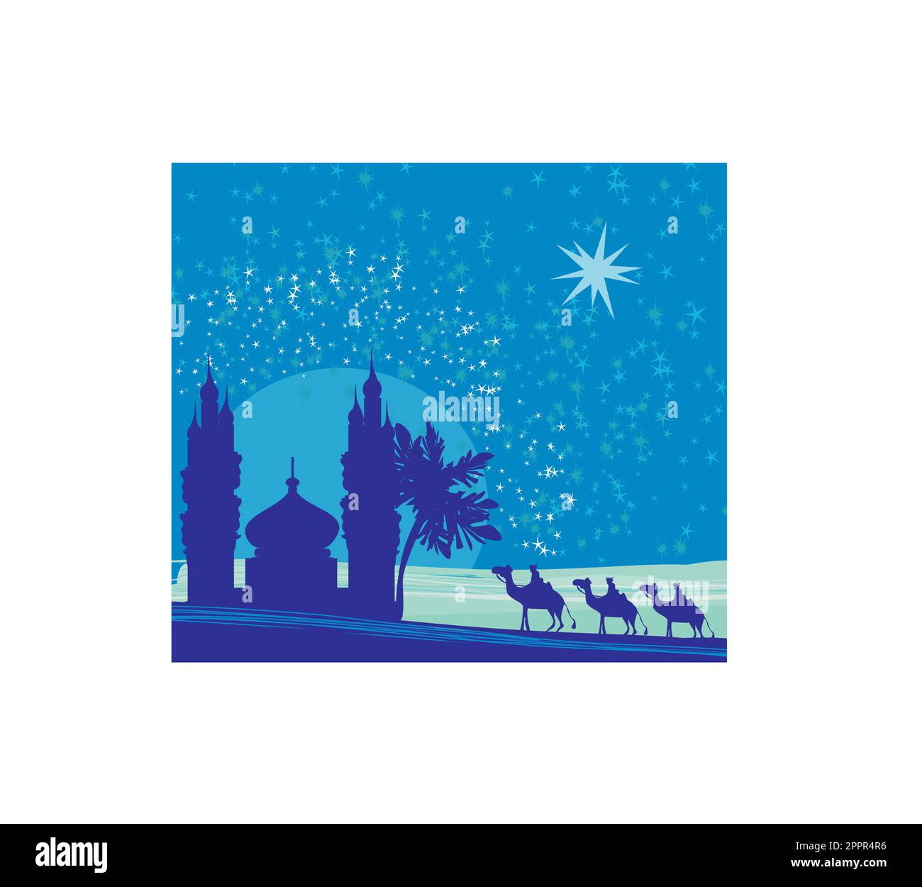 Classic three magic scene and shining star of Bethlehem, vector ...