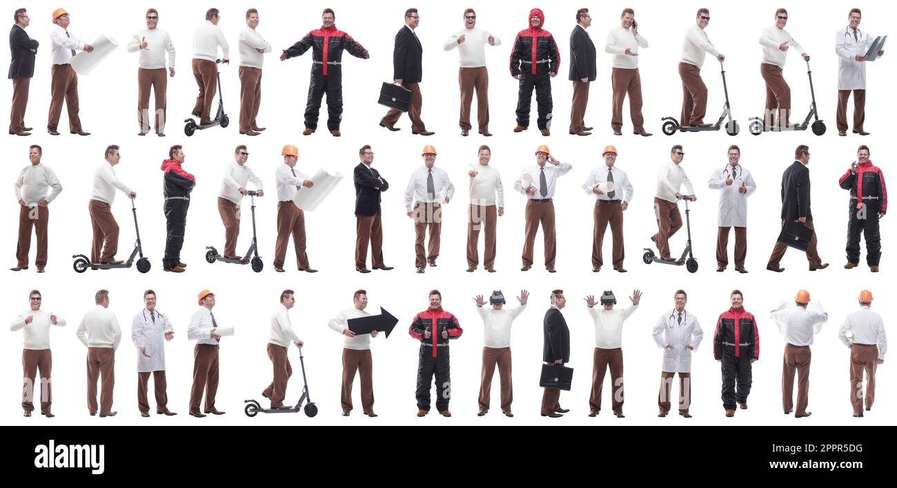 collage of a man in full growth displaying many professions and ...