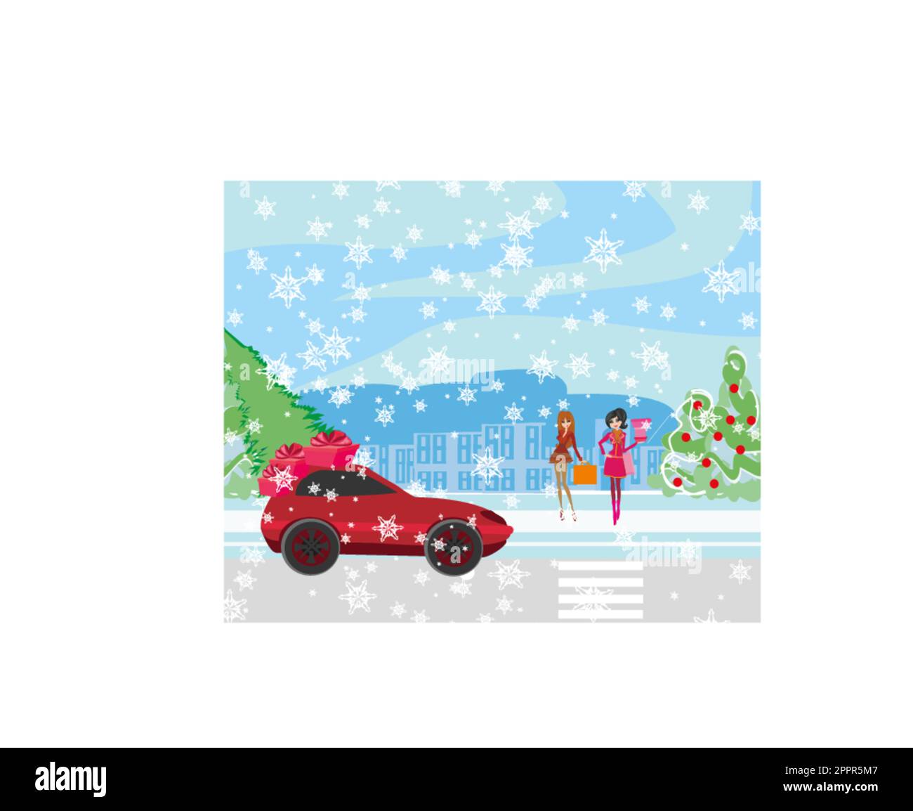 Beautiful girls on winter shopping Stock Vector Image & Art - Alamy