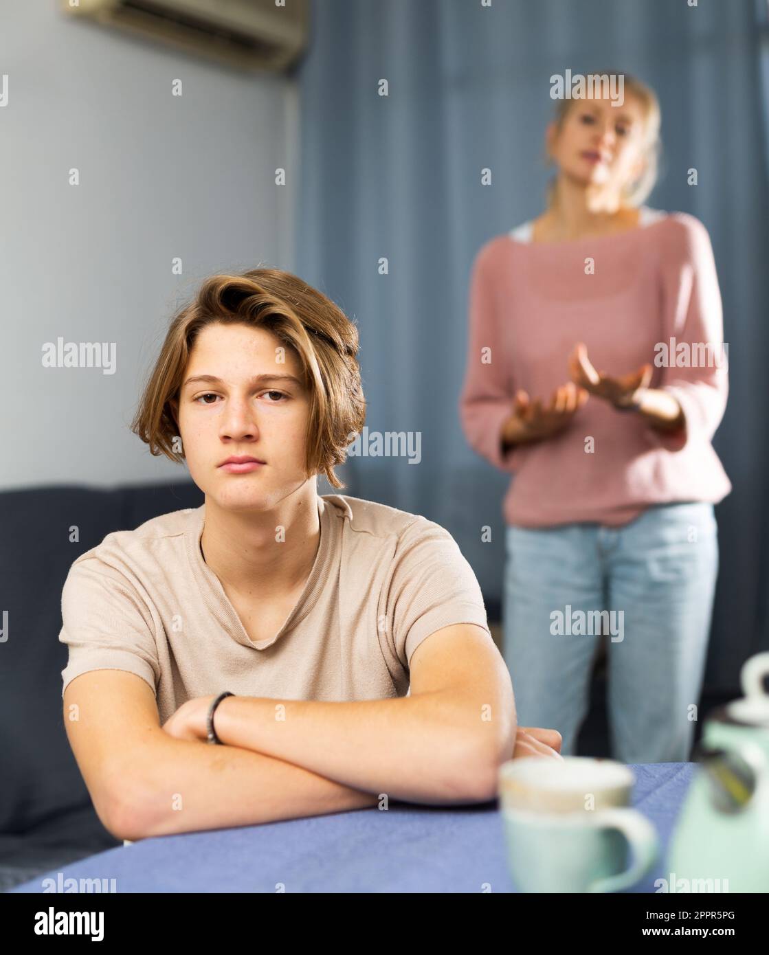 Troubled teen boy mother hi-res stock photography and images - Alamy