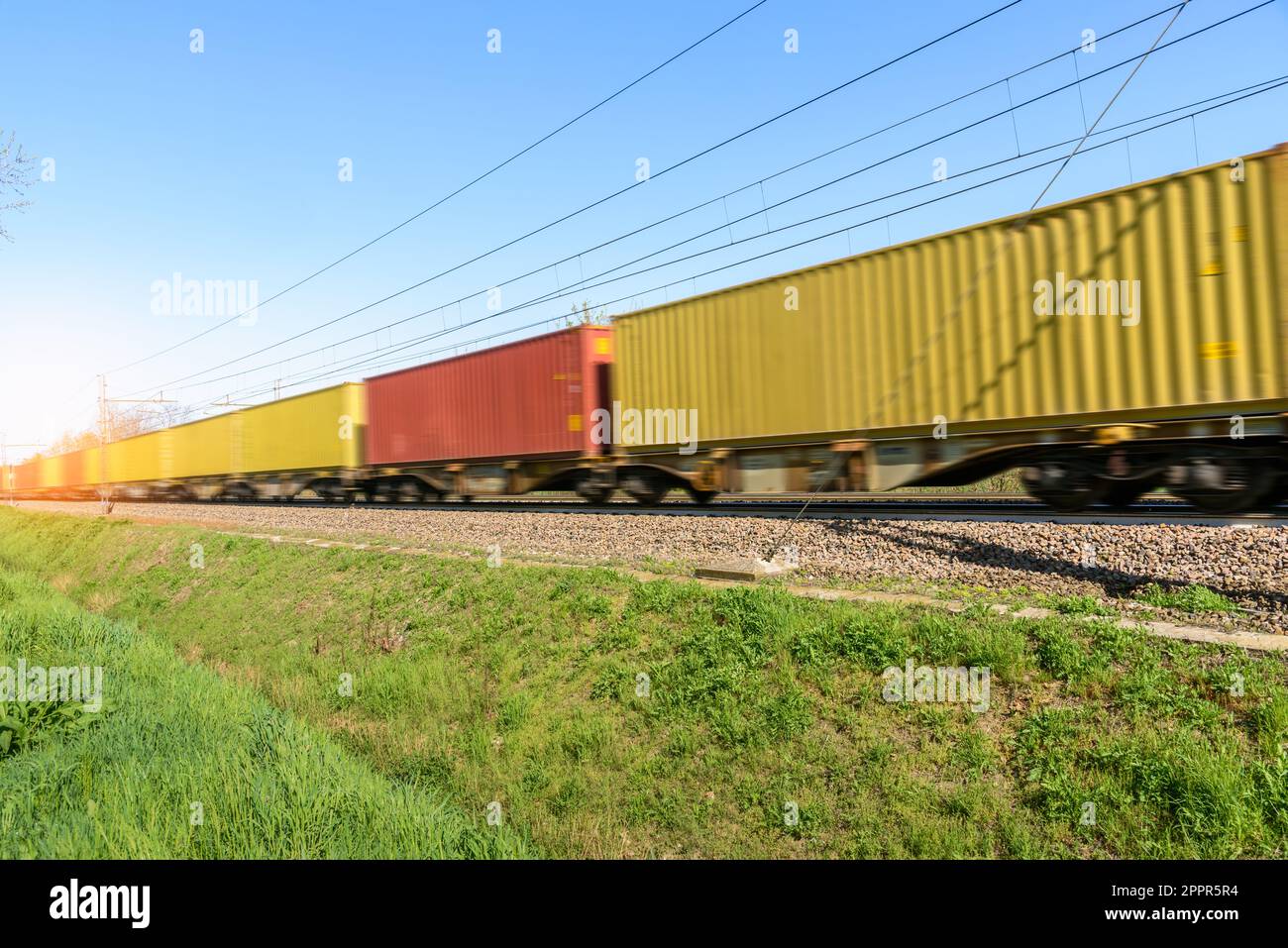 Goods train carrying freight containers hi-res stock photography and images - Alamy