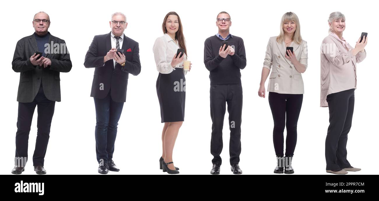 group of people holding phone in hand and looking at camera Stock Photo ...