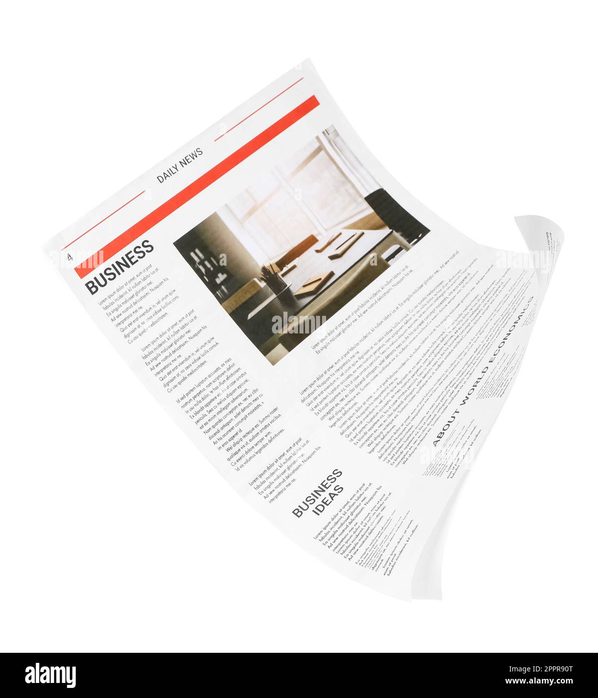 Falling newspaper on white background Stock Photo - Alamy