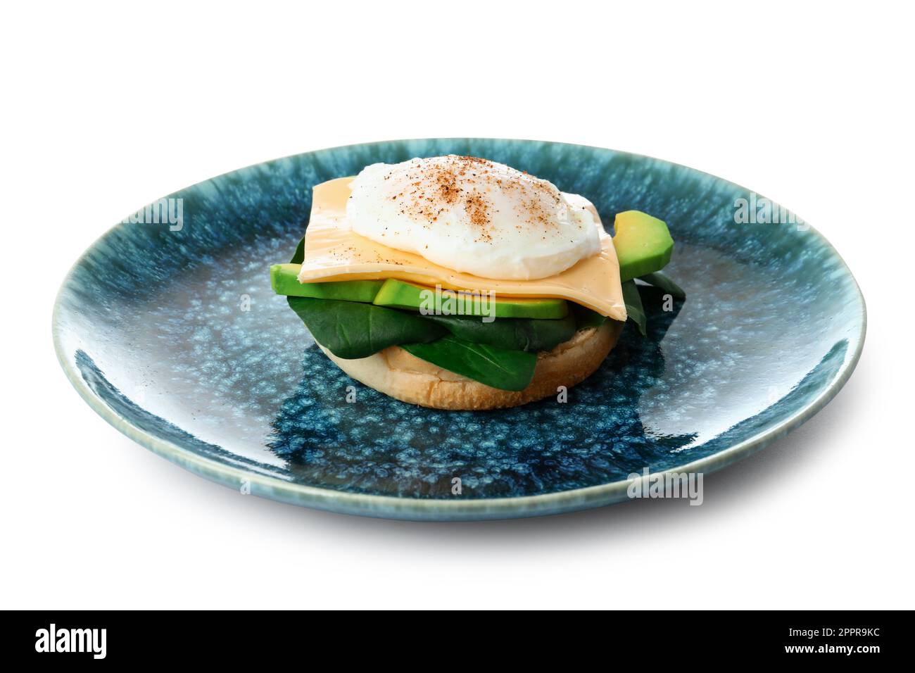 Plate with tasty egg Benedict isolated on white background Stock Photo ...