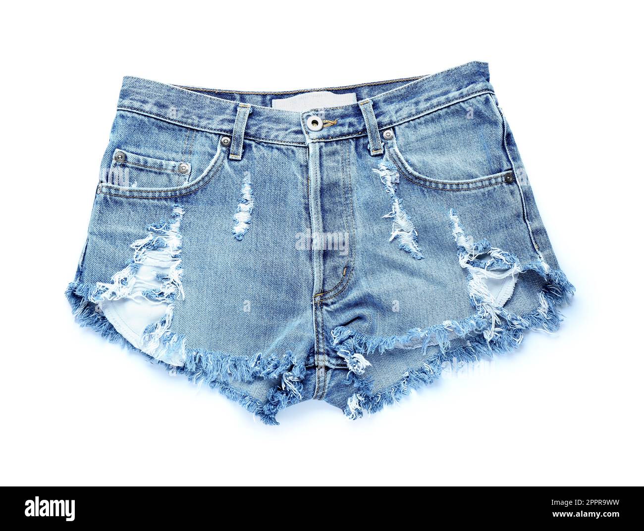 Ribbed denim shorts on white background Stock Photo - Alamy
