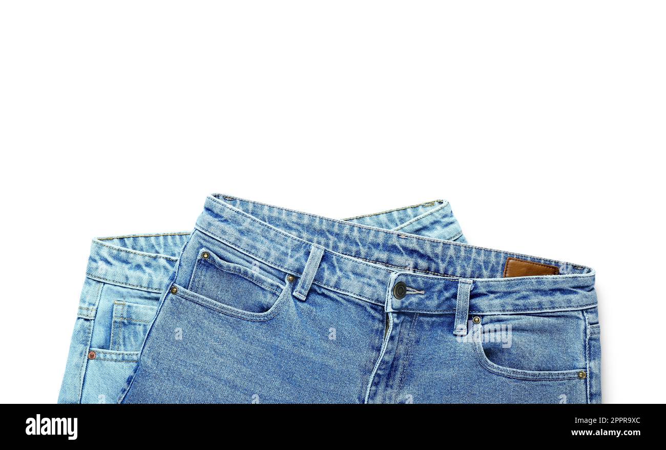 Stylish jeans on white background Stock Photo - Alamy