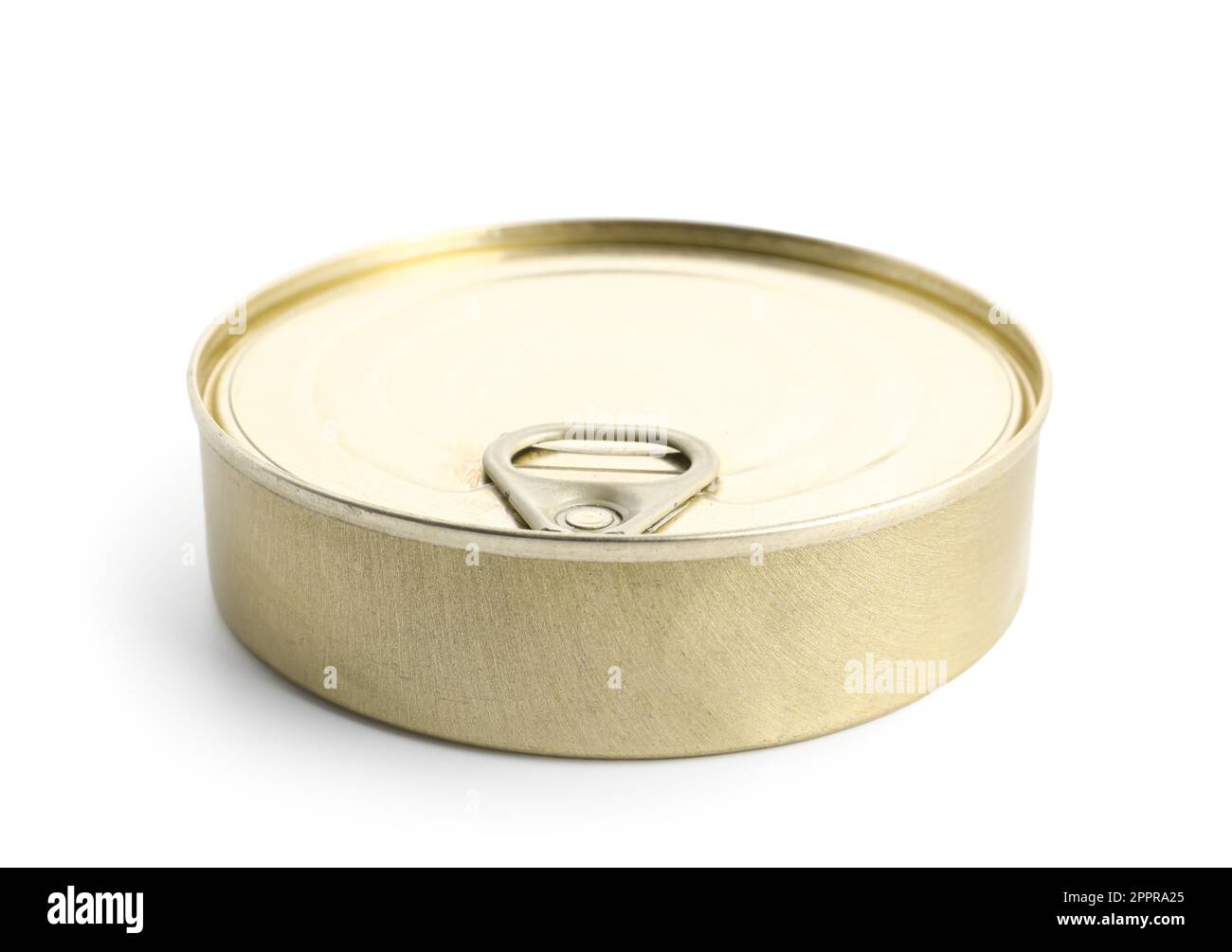 Tin can with fish isolated on white background Stock Photo - Alamy